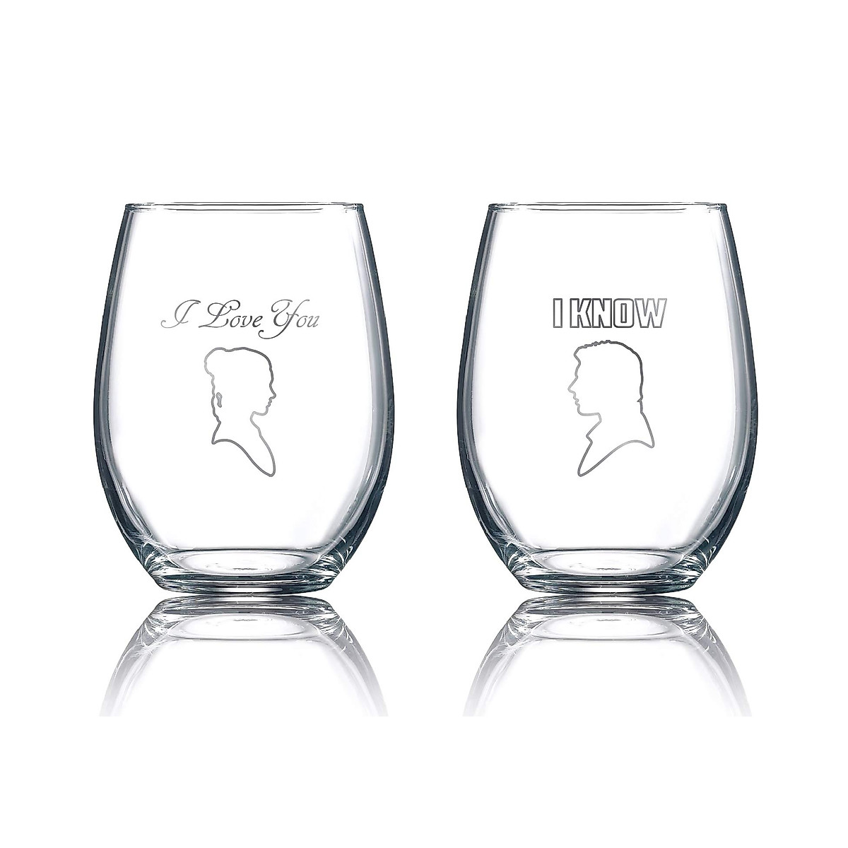 Star Wars Collectible Wine Glass Set (I Love You, I Know), 16 ounces