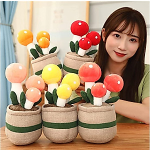 Uewidiod Toy Figure Stuffed Toy Mushroom Plant Pillow, Flower Decoration, 20×12cm/9.8×4.7inch, Mushroom Orange 11