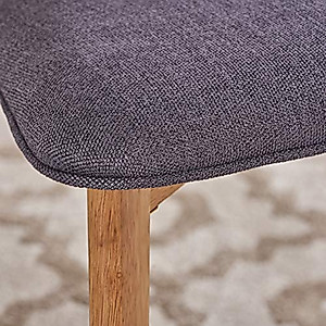 GDFStudio Caleb Mid Century Fabric Dining Chairs with Natural Oak Finish(Set of 2) (Dark Grey)
