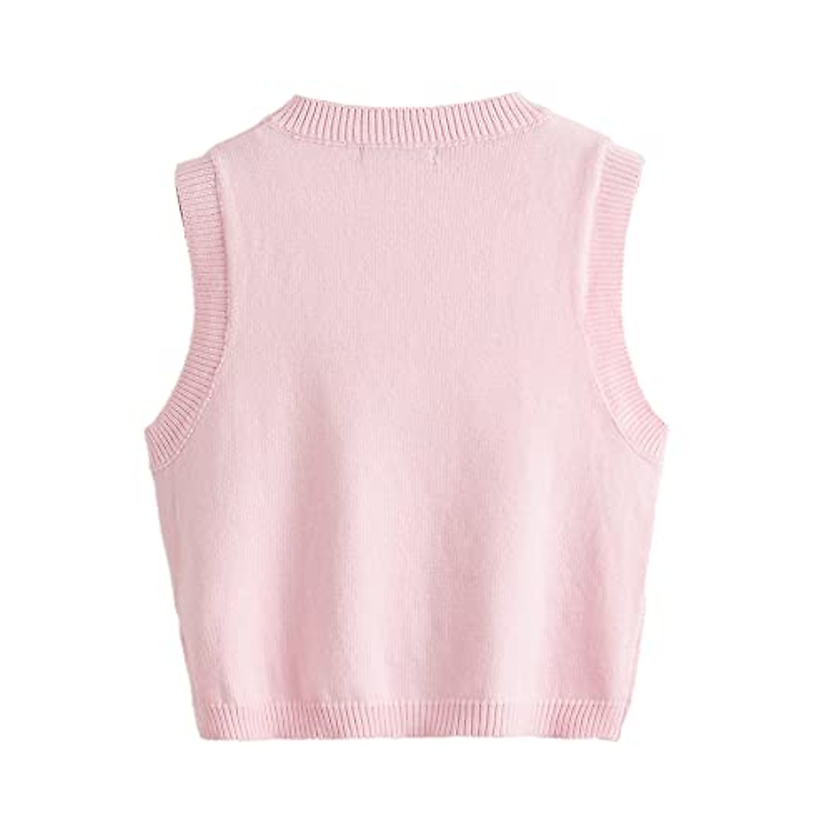Floerns Women's Sleeveless Round Neck Cute Strawberry Sweater Vest Crop Shirt Top Pastel Pink M