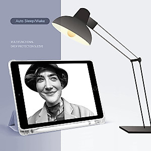 Aoub Case for iPad 6th/5th Generation 9.7 inch, Trifold Stand Auto Sleep/Wake Slim Smart Cover Frosted Translucent Soft TPU Shockproof Case with Pencil Holder for iPad 9.7 2018/2017, Purple