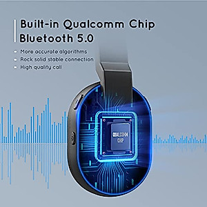 Bluetooth Headset, Wireless Headsets with AI-Powered Environmental Noise Cancelling Microphone(ENC), Fast Charging Base, 45Hrs Bluetooth Headphones with Mute & USB Dongle for PC/Trucker/Work/Phone