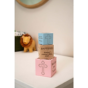 Personalized Baby Baptism/Dedication/Christening Wood Block, Choose From 3 Sizes, Baptism Gift For Boy, Girl, Baby Dedication Gifts, Unique Baptism Gifts (2.5")
