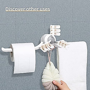 PXRJE Clothes Hanger Organizer Wall Mount, Creative Airplane Head, Adhesive Hanger Holder Organizer for Clothes Hangers, No Drilling Installation,with 10 Pcs Plastic Clothespins(Grey White)