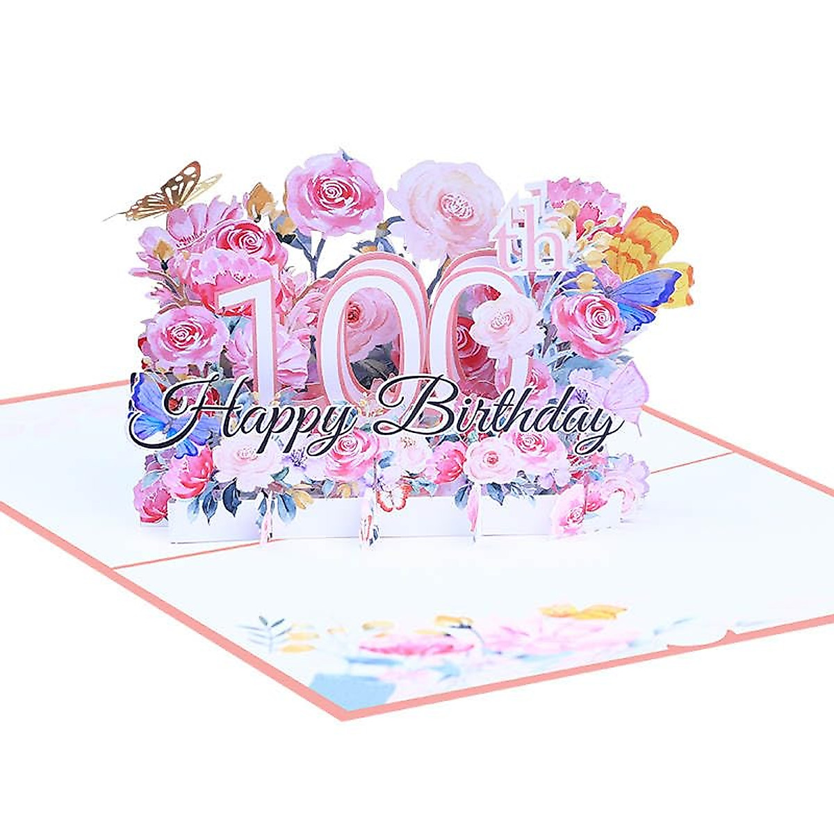 NAVWOD Happy 100th Birthday Card, 100th Birthday Cards for Women, 100th Birthday Gifts for Women, Happy Birthday Card, Pop Up Cards, Pop Up Cards Flowers for Women with Note.