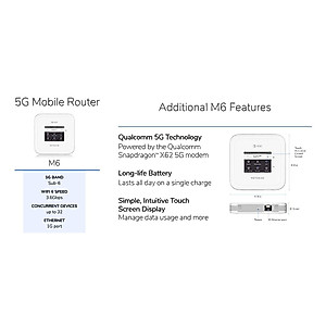 NETGEAR Nighthawk M6 5G WiFi 6 Mobile Hotspot Router (MR6110) – Blazing Fast Wireless Hotspot Router, Unlocked, Certified with AT&T and T-Mobile - White (Renewed)