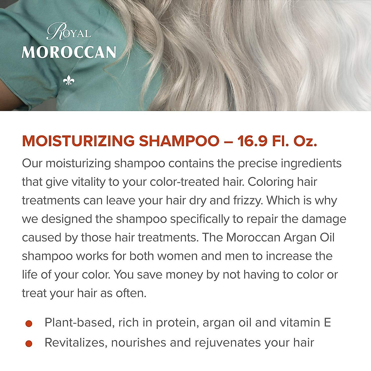 Royal Moroccan Sulfate Free Shampoo | Argan Oil Shampoo | Shampoo for Color Treated Hair | Moisturizing Shampoo Argan Oil Hair Products (500 ml 16.9 oz)