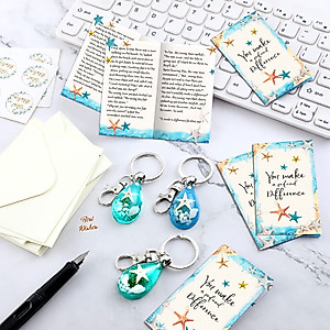 Eaasty 30 Pcs Starfish Story Gift Mini Keepsake Appreciation Notecards Employee Appreciation Starfish Keychain Cards Envelopes You Make a Difference Thank you Gifts Set for Teacher Students Colleague