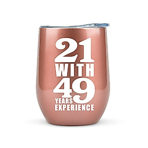 70th Birthday Gifts for Women – 12oz Wine Tumbler Mug – Unique Funny, Gift for Her, Turning 70