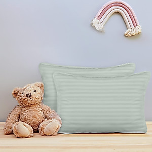 Utopia Bedding Toddler Pillow (Light Grey, 2 Pack) 13x18 Pillows for Sleeping, Soft and Breathable Cotton Blend Shell, Small Kids Pillow Perfect for Toddler Bed and Travel (Intended for Age 2 and up)