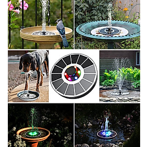 Yzert Solar Fountain Full Glass Panel with 2200 Capacity Battery, 3.5W Floating Solar Bird Bath Fountains with 4 Fixed Rods, Solar Fountain Pump for Bird Bath, Garden, Pond, Pool, Outdoor-Colorful