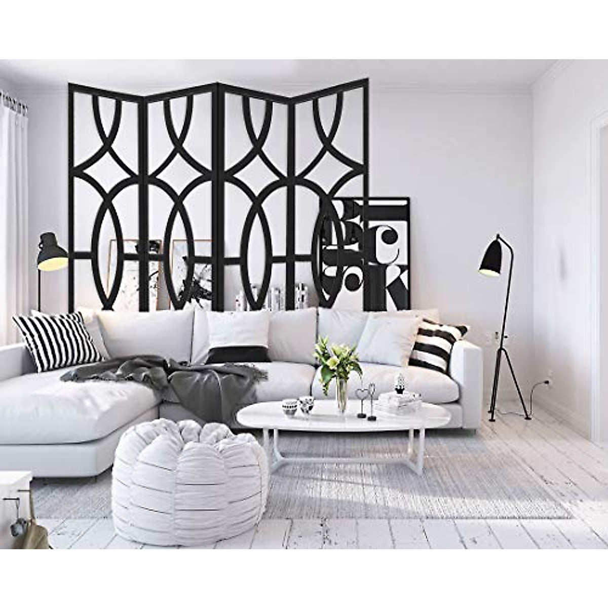 Screen Gems Savoy Screen SG-281-84" x 84" Room Divider, Black