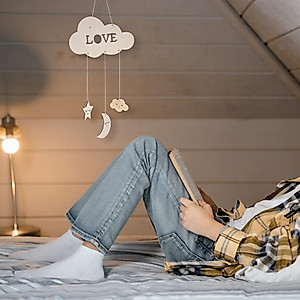 BESTOYARD Nursery Ceiling Mobile Clouds Moon Stars Ceiling Hanging Decorations for Baby Shower Baby Nursery Room