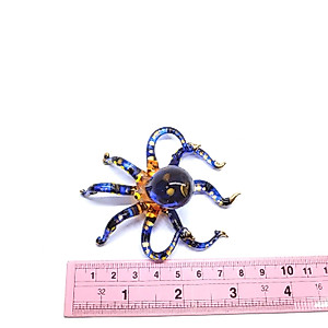 Handmade Mini 2.75" Blown Glass Swimming Octopus Figurines Figures Art,Collectible Dollhouse Gift Ideas,Miniature Ocean Animals,Tiny Ornament Cool Stuff Decor No.8
