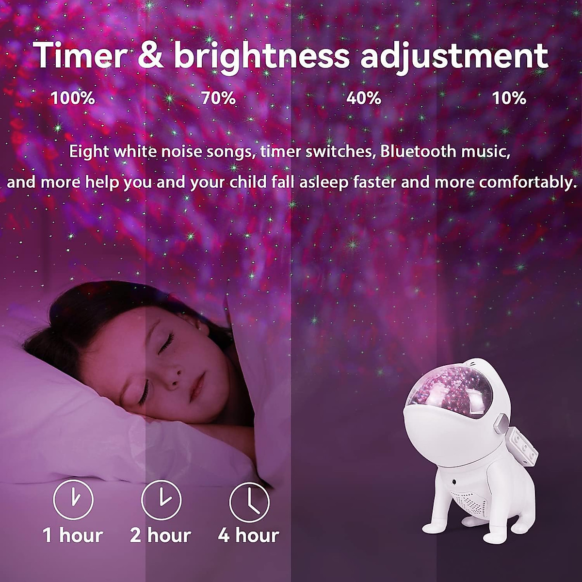 Luubeibei Space Dog Star Projector Galaxy Projection Light Night Built-in Bluetooth Speaker and Remote Starry Sky with Timer for Adults Decor for Bedroom Ceiling and Holiday Gift Lamp