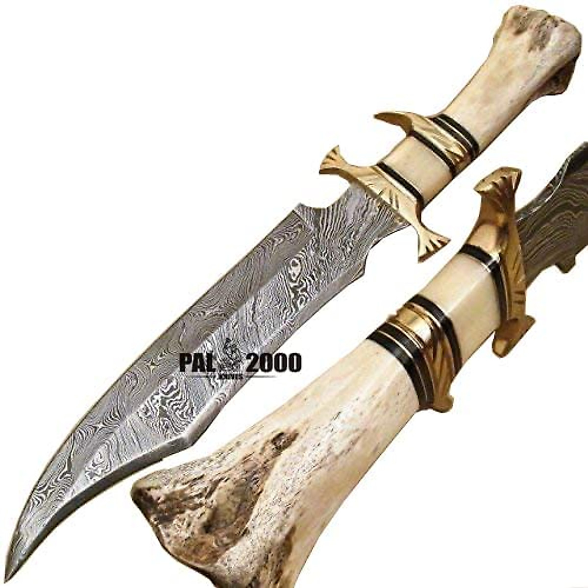 PAL 2000 KNIVES HUN-9871 Handmade Damascus Steel Predator Hunter Knife With Sheath