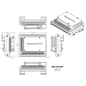 Electronics-Salon DIN Rail Mount Screw Terminal Block Adapter Module, for Raspberry Pi A+ 3A+ B+ 2B, 3B 3B+ 4B Zero Zero-W