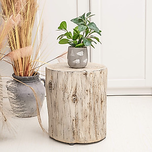 Ball & Cast Concrete Stool End Table, 16.5"H, Grey white