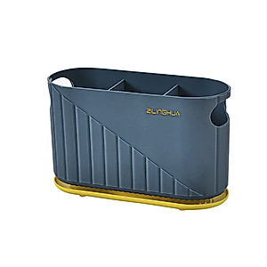 Jaugufiy Kitchen Cutlery Drainer Utensil Holder Cutlery Storage Box Wall-Mounted Tableware Storage Holder Utensil Caddy Flatware Organizer Countertop (Green)