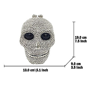 Boutique De FGG Golden Skull Crystal Clutch Purse Women Rhinestone Evening Handbags Party Prom Halloween Clutch Bag, Mini