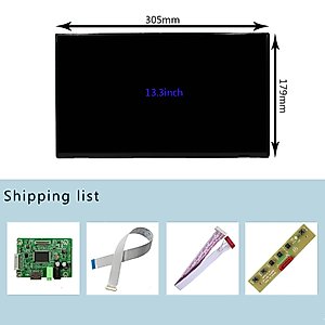 13.3 inch 1920x1080 FHD 400nit 30pin eDP IPS LCD Screen and HDMI Controller Board, for Raspberry PI/Smart Mirror/DIY sub Display