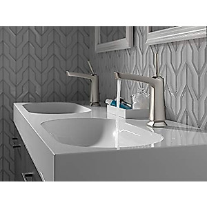 Delta Faucet Vesna Single Hole Bathroom Faucet Brushed Nickel, Single Handle, Drain Assembly, Worry-Free Drain Catch, SpotShield Brushed Nickel 15989LF-SP