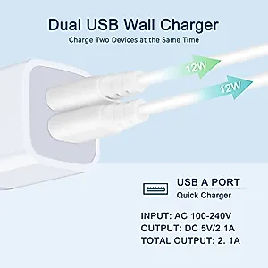 2.1A Dual Port USB Wall Fast Charger Block for iPhone 14 13 12 11 Pro Max,2Pack Android Phone USB Cube Power Adapter Charger Plug for Samsung Galaxy S23 S22 Ultra S21 A54 A34 A53 A14 5G,Pixel 7 Pro 6a