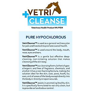 VetriCleanse Pet Itch Relief & Wound Care Spray with Hypochlorous Acid - Skin + Coat Care - Dog & Cat Deodorizer, Eye Cleaner & Ear Cleaner for All Animals - 225ml