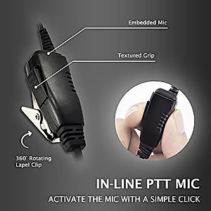 PROMAXPOWER Two Way Radio 1-Wire C-Shape Swivel Headset Earpiece PTT for Motorola CP88, CP100, CP185, CP200, CP200D, CLS1110, CLS1410, EP450