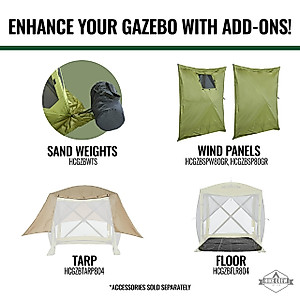 Hike Crew 6’ x 6’ Pop-Up Gazebo Screen Tent | Screened 4-Sided Instant Outdoor Canopy Shelter with Stakes, Ropes & Carry Bag for Camping, Sports & Picnic Table | UV Resistant SPF 50+