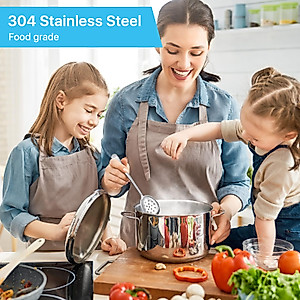 Aemygo 2 Sizes Serving Spoons Set, 9.8in 8.5in Stainless Steel Slotted Serving Spoon Metal Buffet Spoon Large Cooking Skimmer Utensils Cutlery for Party Home Kitchen (6 Pieces)