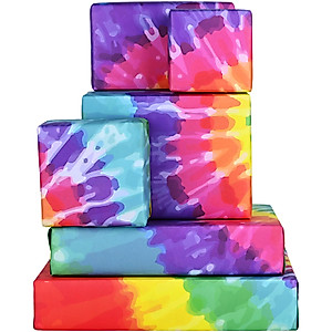 Bolsome Colorful Tie Dye Wrapping Paper Rainbow Gift Wrap Paper for Birthday Christmas Baby Shower DIY Craft, 19.7 x 27.6'', Folded Flat, 12 Sheet