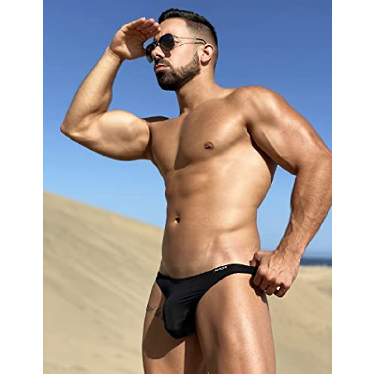 Avidlove Underwear Men's 4 Pack Classic Low Rise Stretchy Hip Briefs Bikini(Black-4 Pack,S)