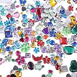 Rhinestones Acrylic Flatback Gems Glue Gemstone Embellishments Mix Size Mixed Shapes DIY Crafts Decoration Pack of 50g(Approx 250-300pcs)4-16mm(0.16-0.63inch) (Style 1)