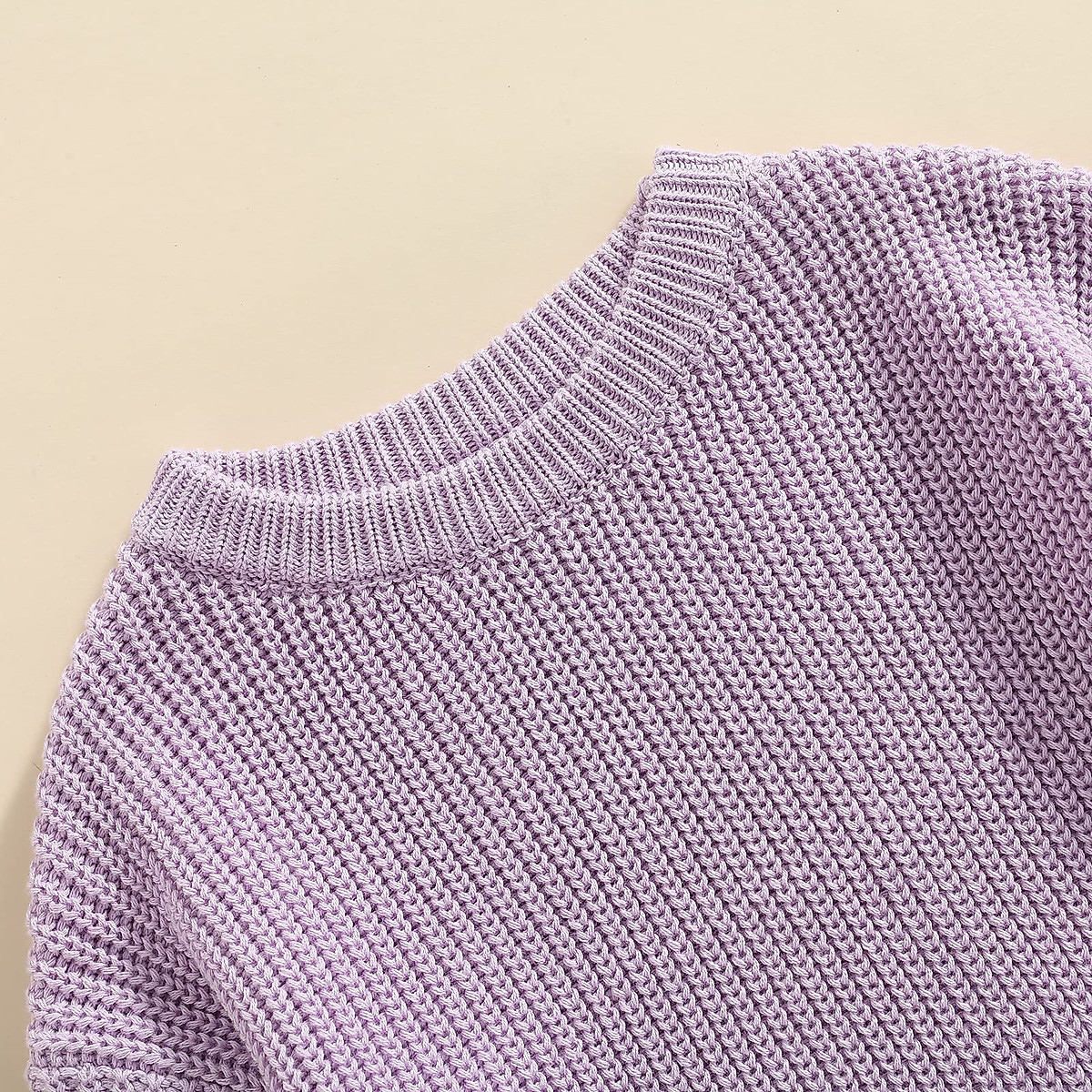 Toddler Baby Girl Boys Sweater Round Neck Long Sleeve Candy Color Knitted Pullover Tops Autumn Winter Sweatshirt (Candy Purple, 4-5T)