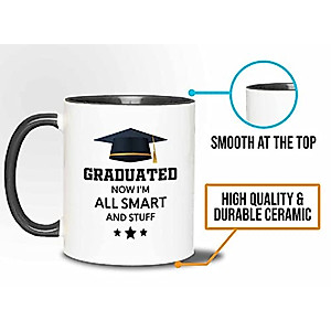 Flairy Land Graduation 2Tone Black Mug 11oz - All Smart and Stuff - Graduation Gifts for Her Senior Graduation College Student College Graduate Classmate MBA Grad