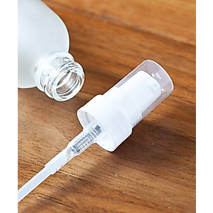 JUVITUS 2 oz Frosted Clear Glass Boston Round White Treatment Pump Bottle + Funnel (24 pack)