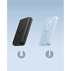 Anker Magnetic Battery (MagGo), 5,000 mAh Foldable Magnetic Wireless Portable Charger and USB-C for iPhone 15/15 Plus/15 Pro/15 Pro Max, iPhone 14/13 Series（Misty Blue）