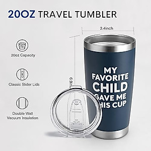 NOWWISH Christmas Gifts for Dad from Daughter Son, Dad Birthday Gifts, Funny Coffee Tumbler for Men Husband (20oz, Navy Blue)