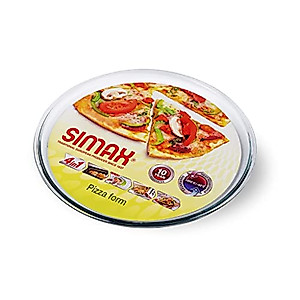 Simax Glass Pizza Pan for Oven, Borosilicate Glass Pizza Tray for Oven, 12.5 Inch Pizza Pans, Pizza Plates, Pizza Tray Oven Pan, Round Pizza Pans Baking Sheet, Non Stick Pizza Pan 12.5 Inch