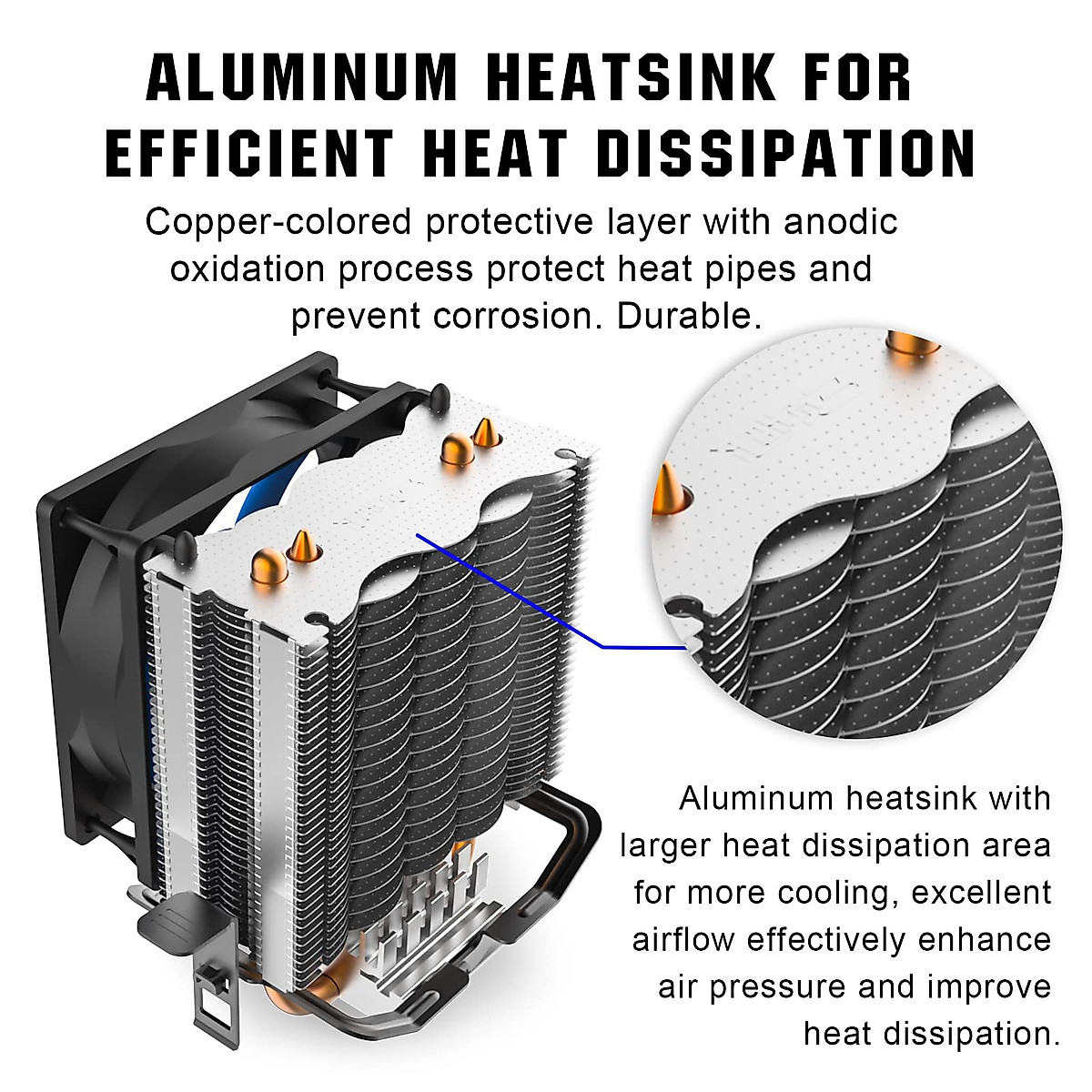 Pccooler S83 CPU Cooler - Mini CPU Heatsink - TDP 95w - Single Tower and Support Dual Fans - Anti-Oxidation Protective Layer - 80mm Silent Fan Suitable for Mini PC Case - Wide Compatibility