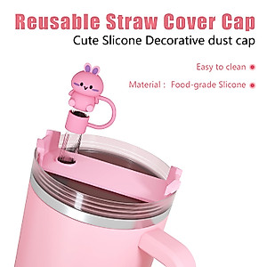 Animal Straw Covers Cap for Stanley Cup, Straw Topper for 30&40 Oz Stanley Tumbler with Handle,10mm 0.4in Reusable Straw Tips Lids Dust-Proof Topper for Water Bottle 7pcs Cute Pattern