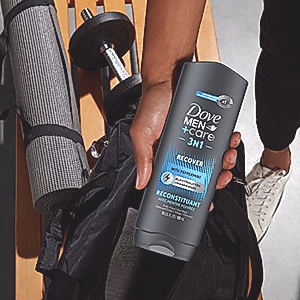 DOVE MEN + CARE Post-Workout 3-IN-1 (Body + Face + Hair Wash) With Peppermint 4 Count Infused with Electrolytes + Magnesium 18 oz