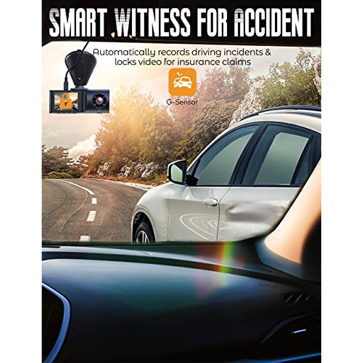 Dual Dash Cam, Dash Cam 2K Front and 1080P Cabin Dash Camera, 2.5K 2560x1440P@60fps Single Front, Dual Sensor, Infrared Night Vision, App Control, 24hr Parking Mode, Built-in GPS, VD009