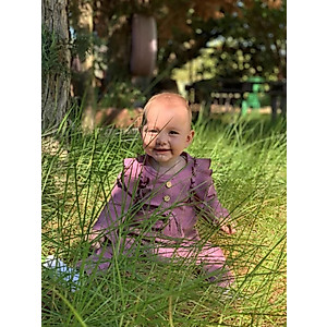 Kulcerry Newborn Infant Baby Girl Clothes Solid Color Bow Ribbed Long Sleeve Romper Pants Headband Outfits Set (Purple,Newborn)