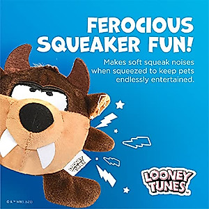 LOONEY TUNES for Pets Brown Tasmanian Devil Taz Ball Body Plush Dog Toy for All Dogs | Squeak Toy for Dogs | Cartoon Character Soft Plush Stuffed Dog Toy