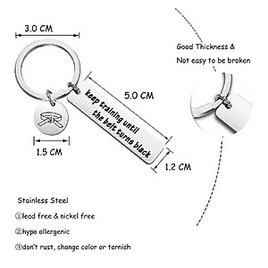 Gzrlyf Keep Training Until the Belt Turns Black Keychain Karate Gifts Martial Arts Gifts Inspirational Taekwondo Gifts (Keychain)