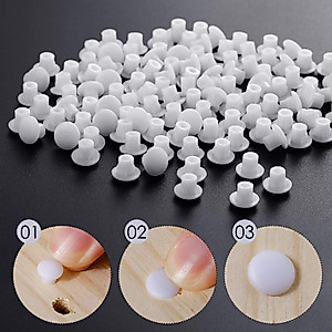 Jetec 300 Pieces 3/16" Plastic Plugs for Round Hole, Screw Cap Drilling Cover Button Plugs for in Furniture Cabinet Cupboard Shelves