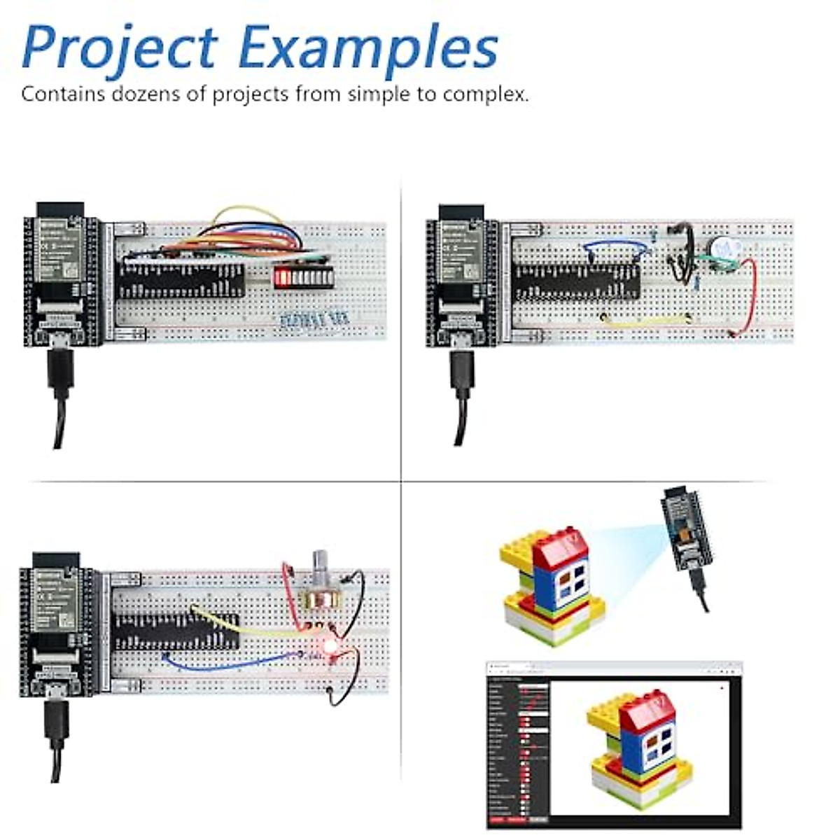 FREENOVE Basic Starter Kit for ESP32-WROVER (Included) (Compatible with Arduino IDE), Onboard Camera Wireless, Python C, 412-Page Detailed Tutorial, 141 Items, 61 Projects
