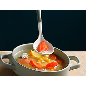 Ceramic Soup Ladle Spoon Set Of 2,Hot Pot Accessories Kit Soup Ladle Skimmer Spoon Slotted Cooking Utensil For Cooking Stirring (Green)